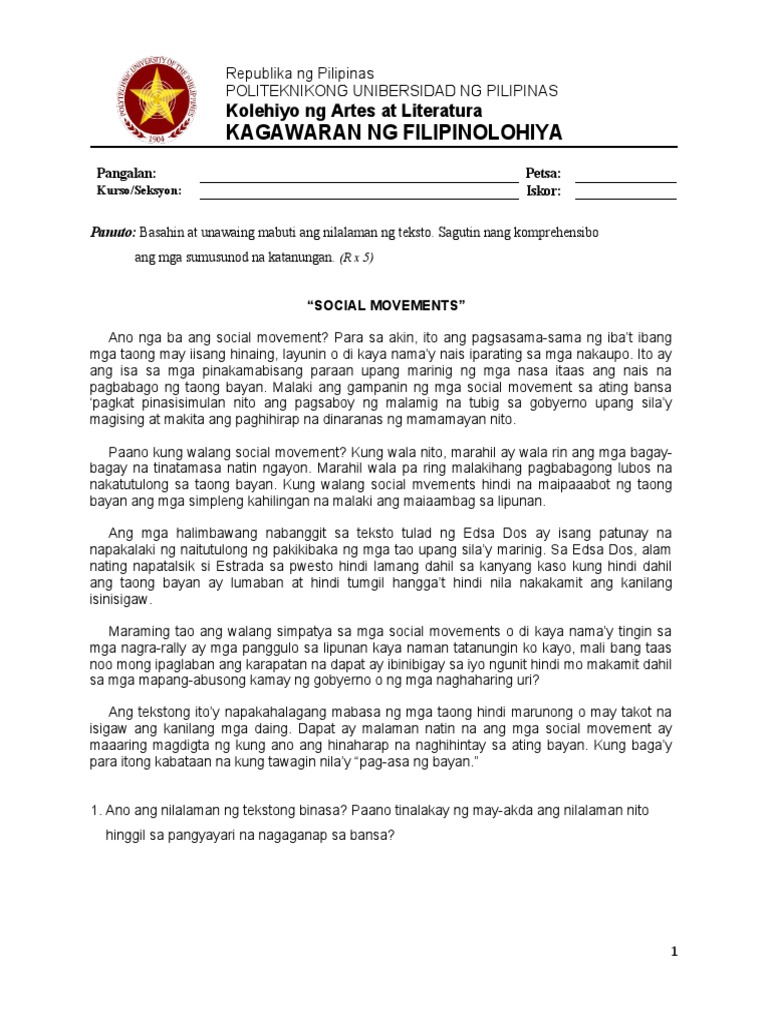 Aktibiti 1 Filipinolohiya | PDF