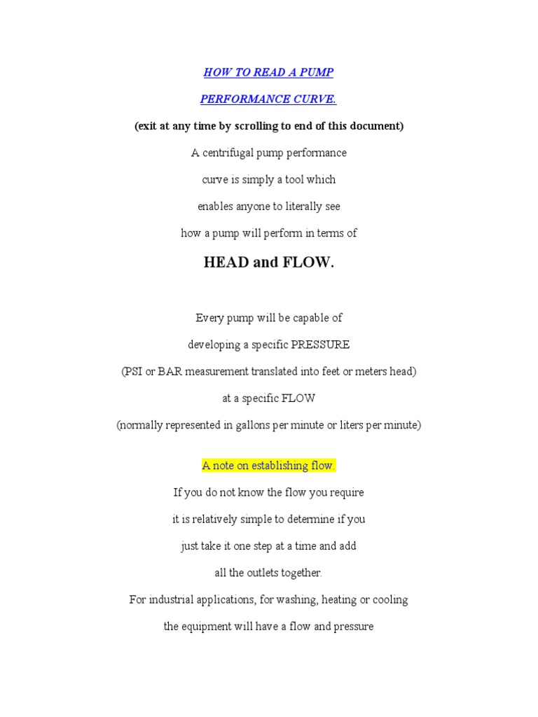How To Read A Pump | PDF | Fluid Dynamics | Pump