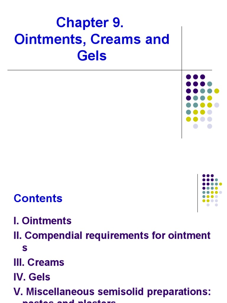 Ointments, Creams and Gels | PDF | Topical Medication | Chemical Substances