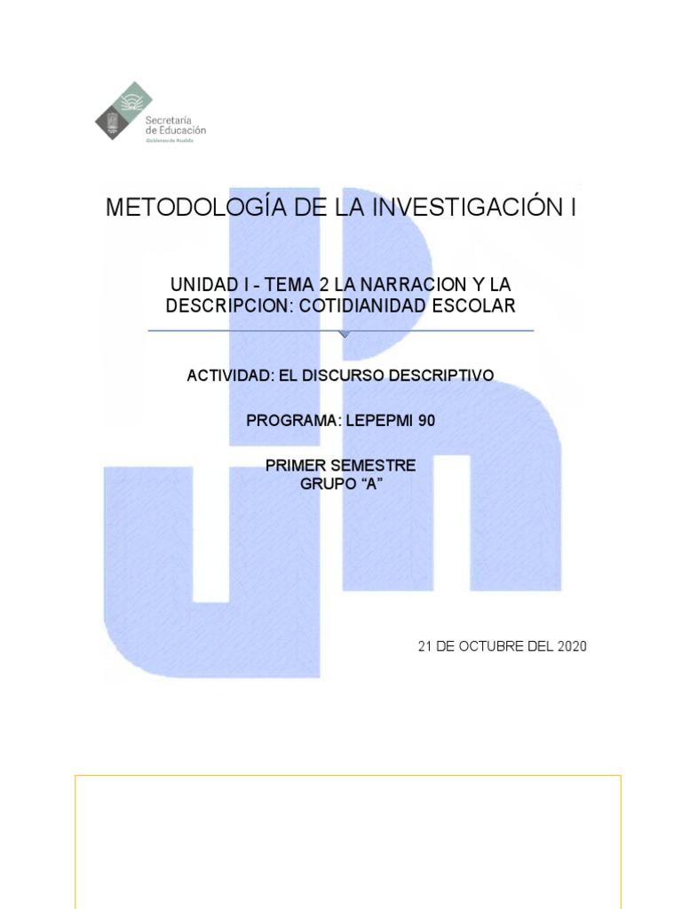 El Discurso Descriptivo | PDF | Método científico | Narrativa