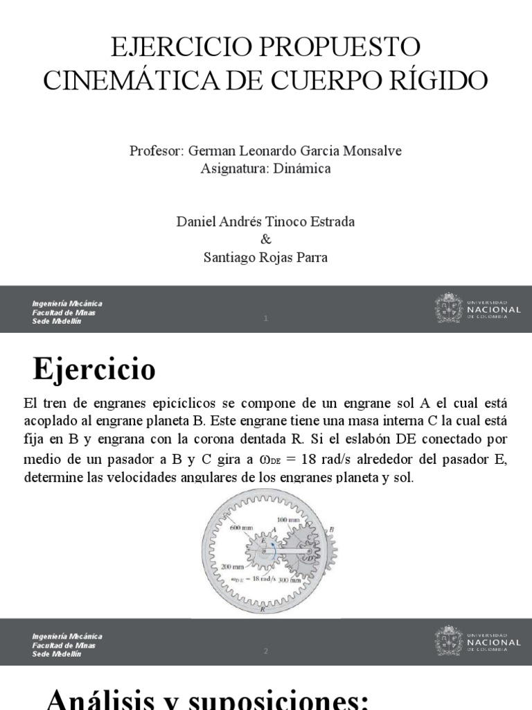 Dinámica - Cinematica Cuerpo Rigido - Ejercicio - 2 | PDF | Engranaje | Velocidad
