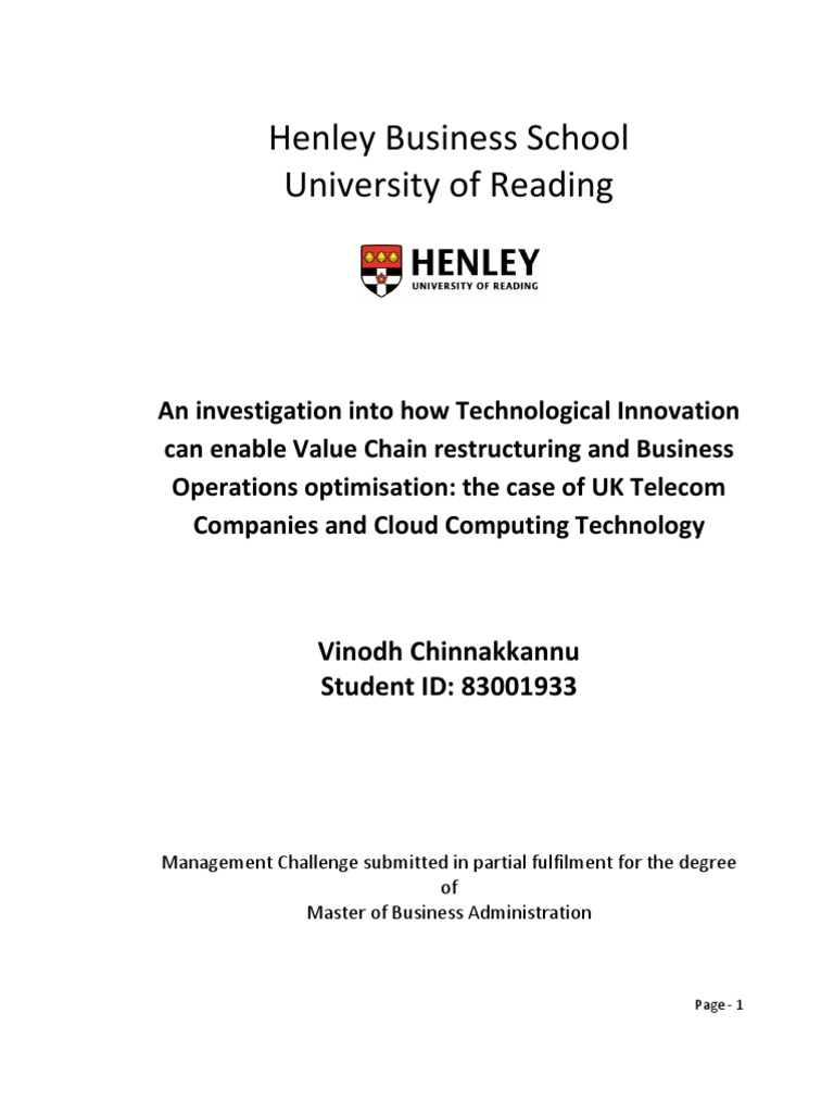 Cloud Computing In Telecom Industry Project Thesis Pdf