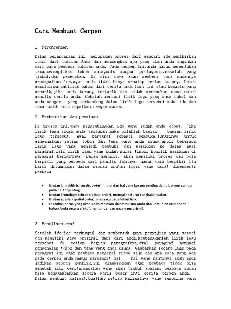 Cara Membuat Cerpen Dan Contoh | PDF