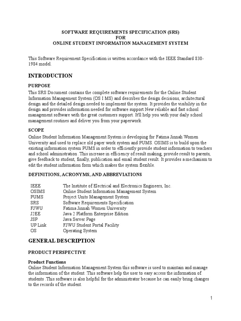 SRS for Online Student Management System | PDF | Intellectual Works ...