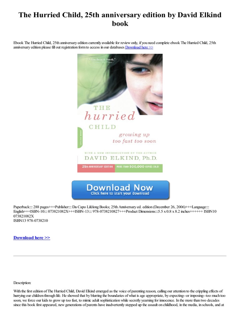The Hurried Child: 25th Anniversary Edition | PDF | Childhood