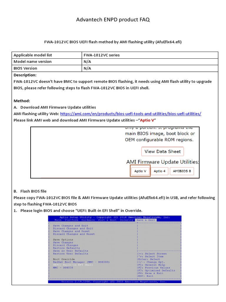 FWA-1012VC BIOS UEFI Flash Method by AMI Flashing Utiliy (AfuEfix64.efi ...