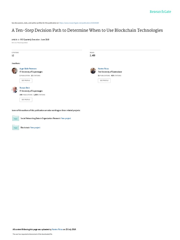 A Ten-Step Decision Path To Determine When To Use Blockchain ...