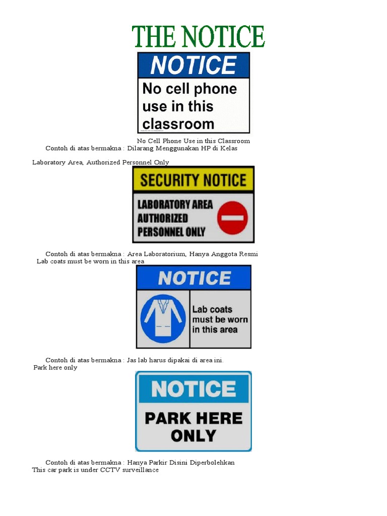 Contoh Notice Larangan di Sekolah | PDF | Seni & Disiplin Bahasa ...