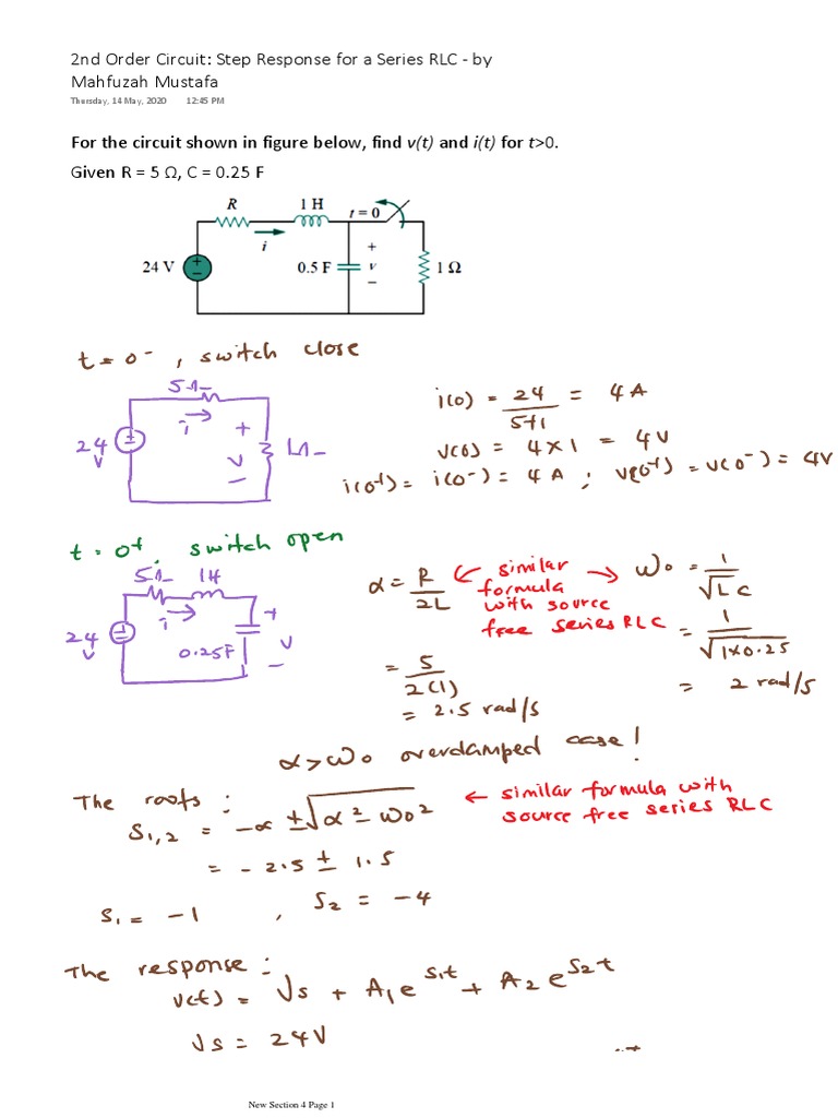 2nd Order Circuit Step Response For A Series RLC Part 2 Offline | PDF