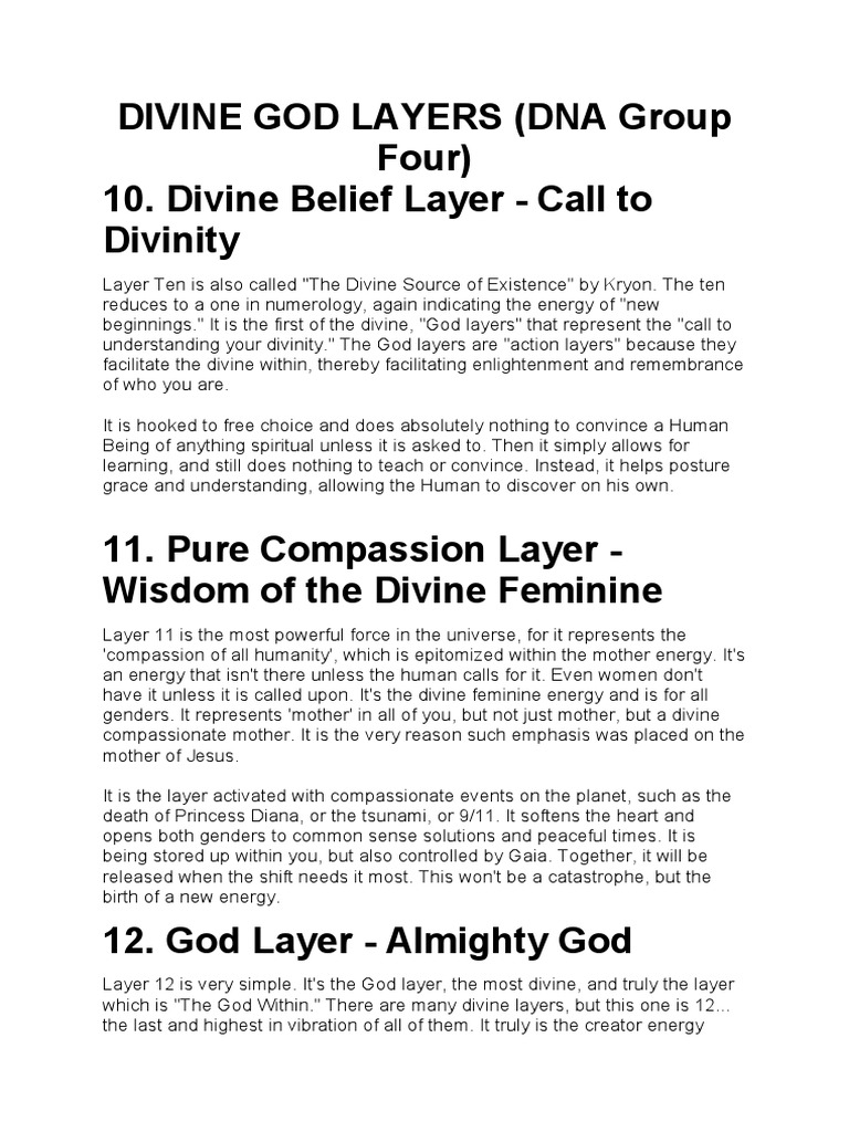 Divine God Layers (Dna Group Four) 10. Divine Belief Layer - Call To ...