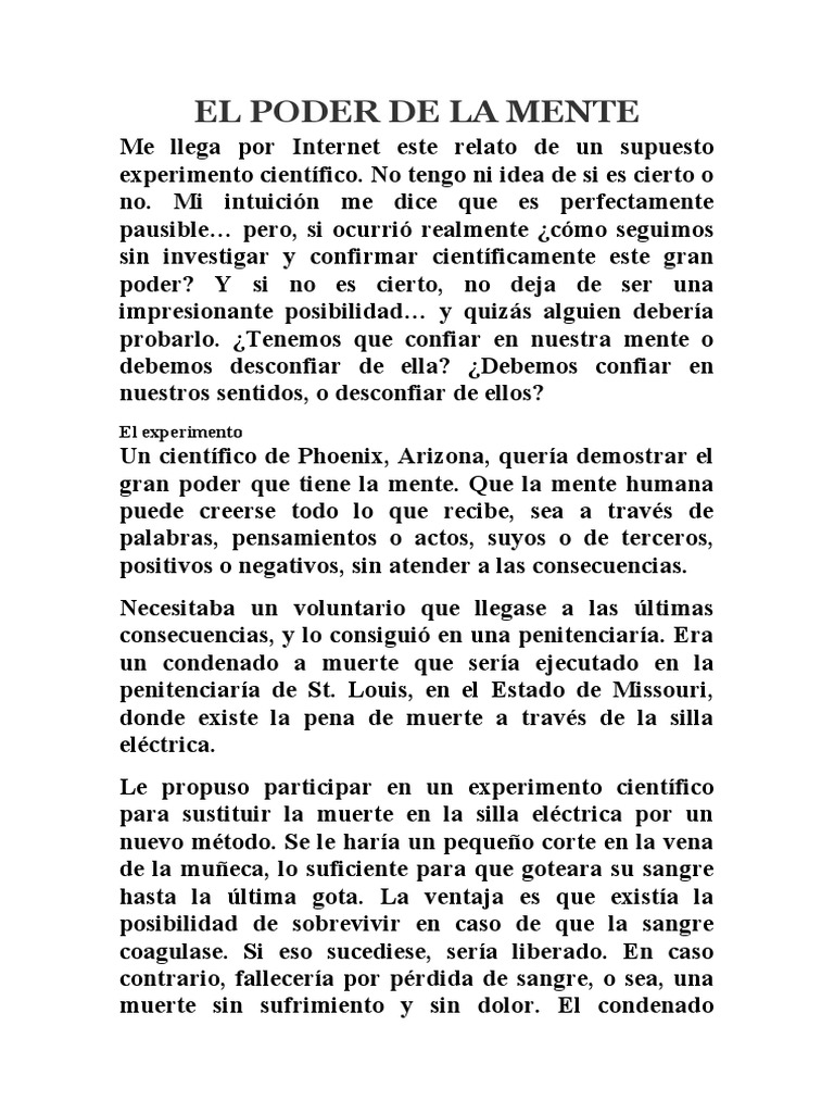 El Poder de La Mente | PDF | Pena capital | Muerte