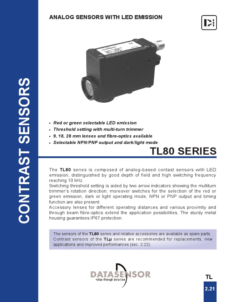 TL80 Series Analog Contrast Sensors | PDF | Optical Fiber | Bipolar ...