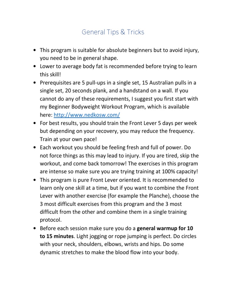 General Tips & Tricks: To 15 Minutes. Light Jogging or Rope Jumping Is ...