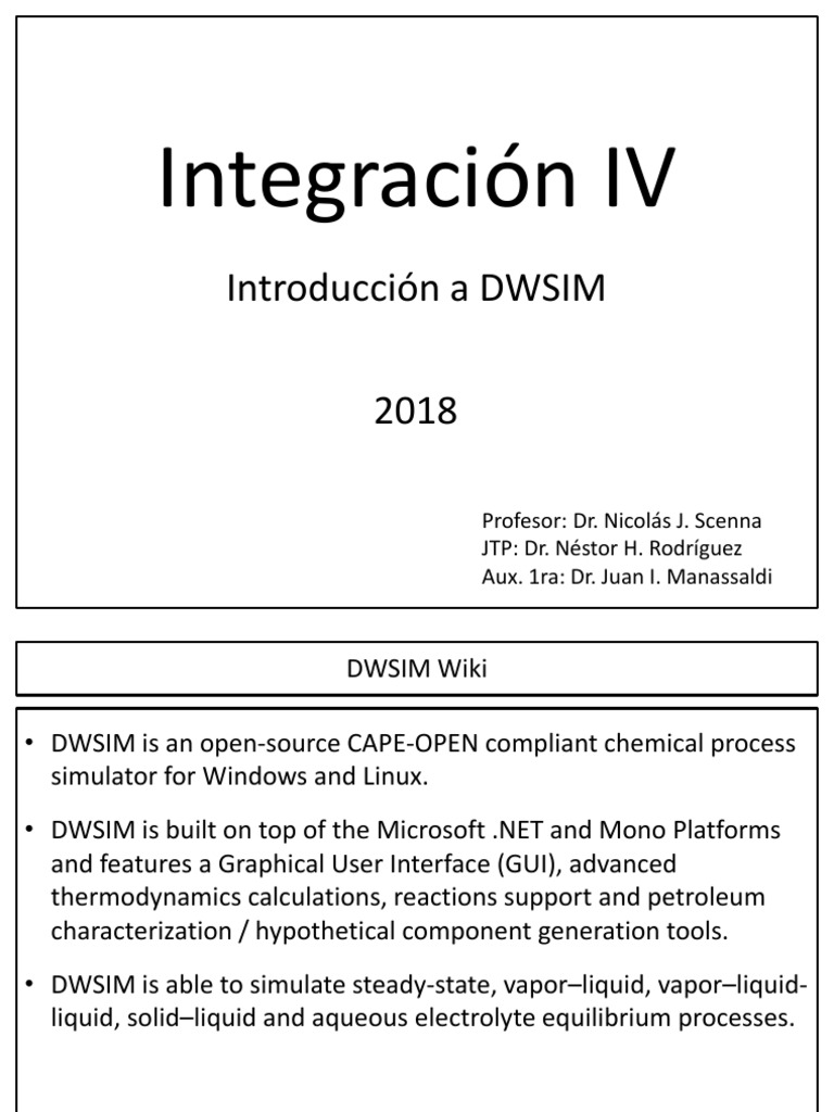 Integración IV: Introducción A DWSIM 2018 | PDF | Liquids | Transparent Materials