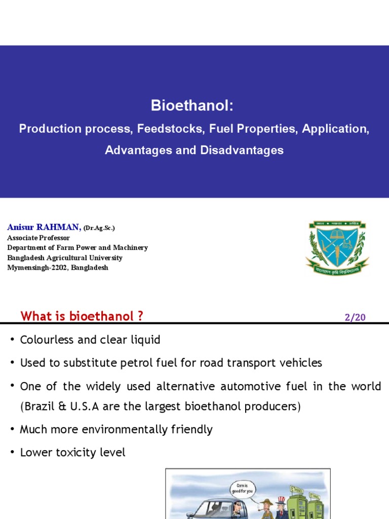 Bioethanol:: Production Process, Feedstocks, Fuel Properties ...