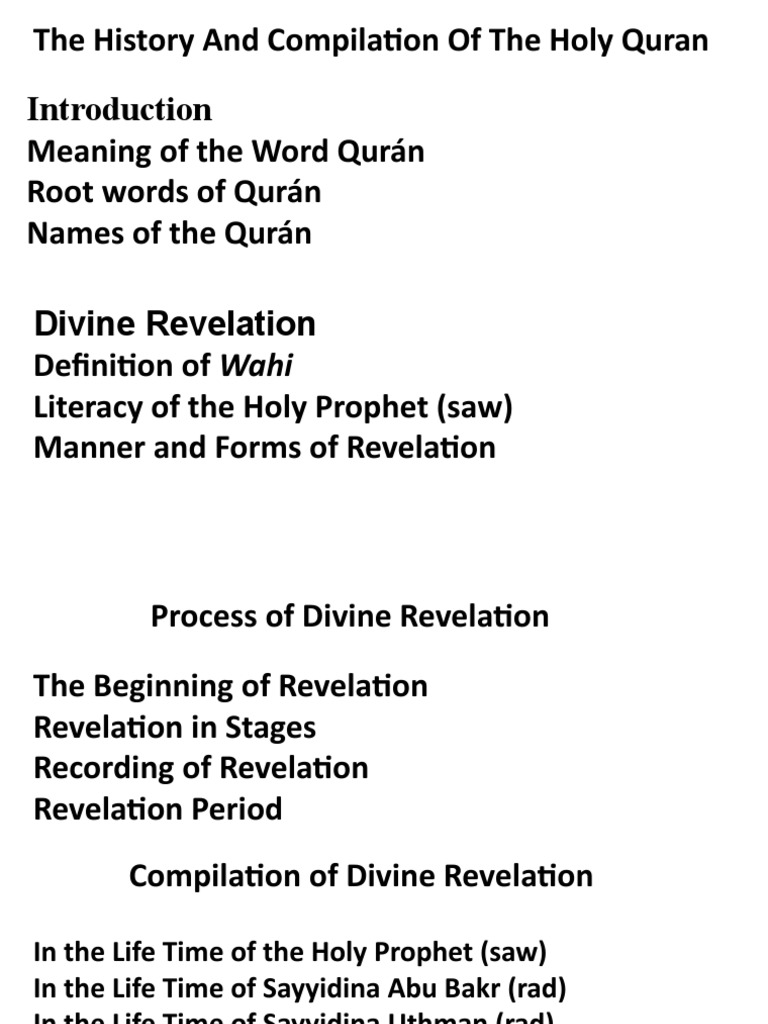 The History and Compilation of The Holy Quran 1 | PDF | Quran | Islam