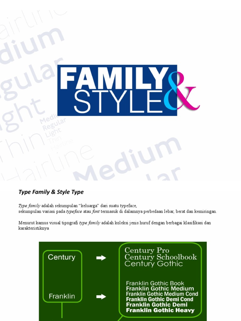 Panduan Lengkap Type Family & Style | PDF | Kajian Bahasa Asing