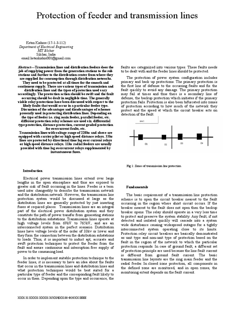 Protection of Feeder and Transmission Lines | PDF | Electric Power ...
