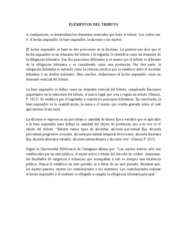 Elementos Del Tributo 1 | PDF | Impuestos | Instituciones sociales