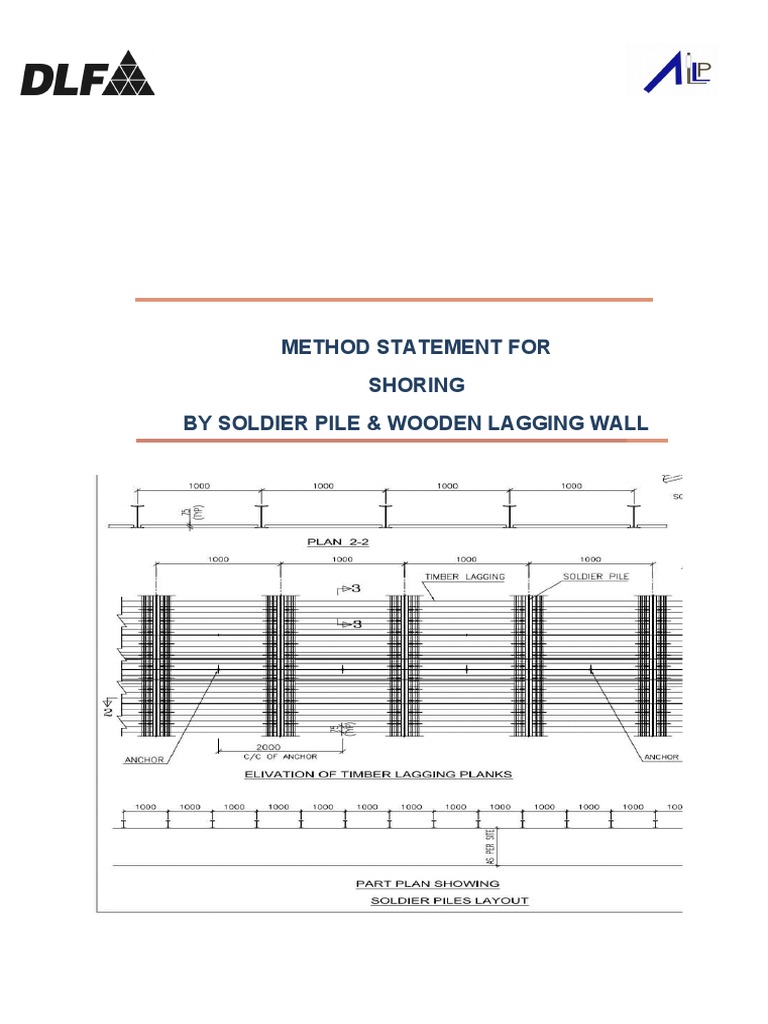 Method Statement For Shoring by Means of Soldier Pile - DLF | PDF