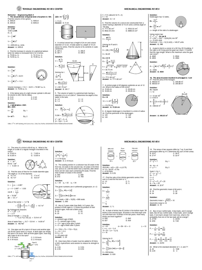 (1A) Math 5A - Math Ref | PDF | Area | Sine