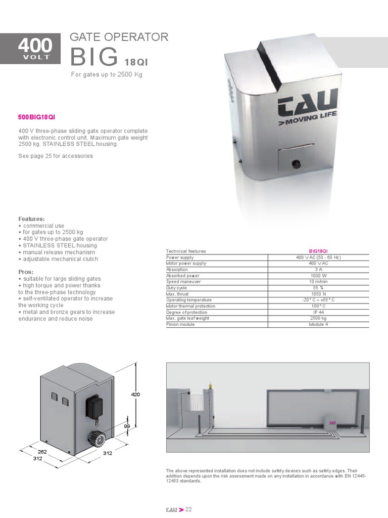 Tau Sliding Gate Motor Overview | PDF | Electric Motor | Power Supply