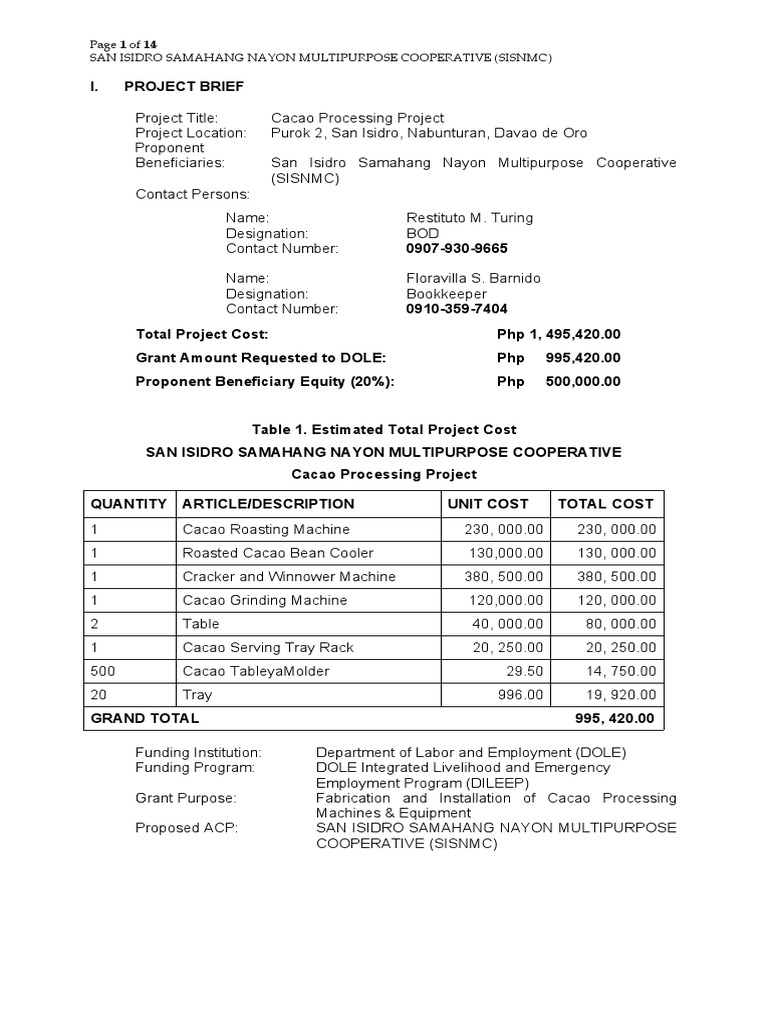 Sisnmpc Project Proposal Edited | PDF | Cocoa Bean | Chocolate