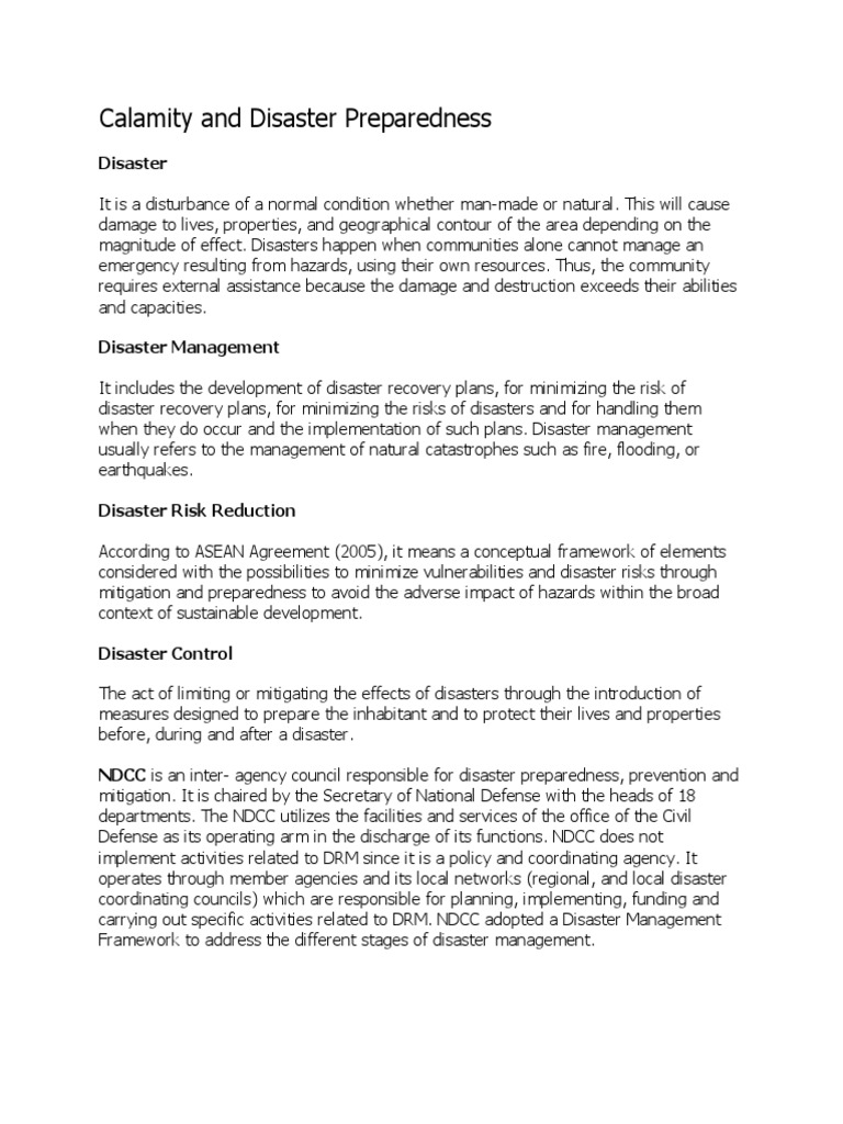 Calamity and Disaster Preparedness | PDF | Emergency Management ...