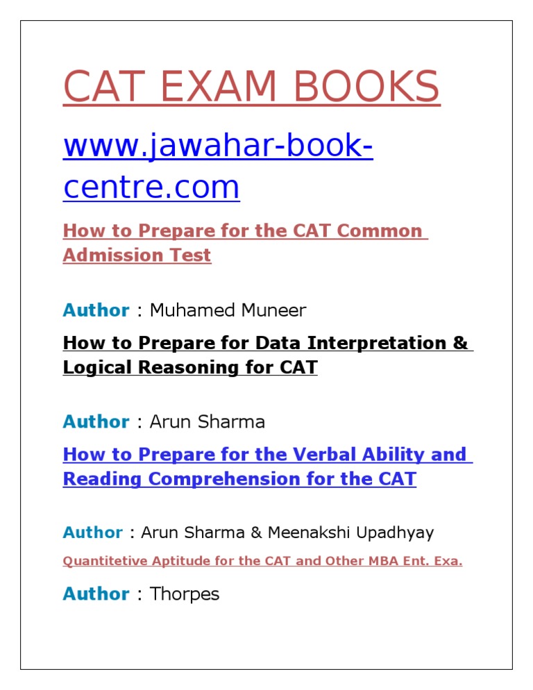 Best CAT Exam Preparation Books for Quant, DI & LR Sections | PDF