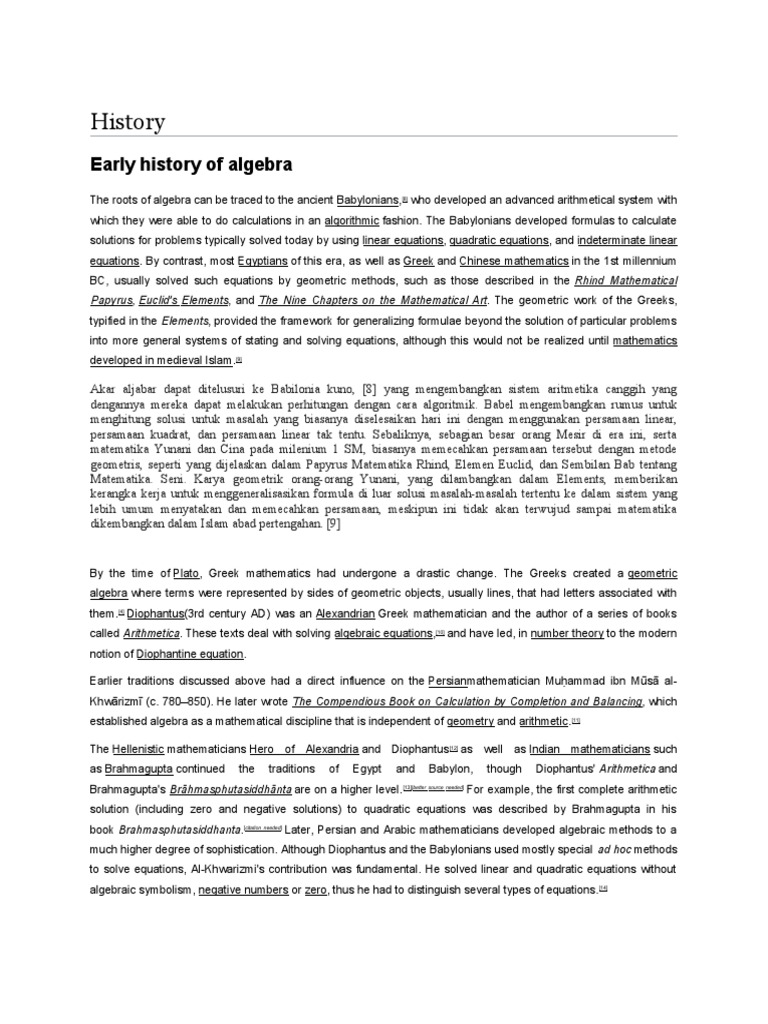 History: Early History of Algebra | PDF | Polynomial | Abstract Algebra