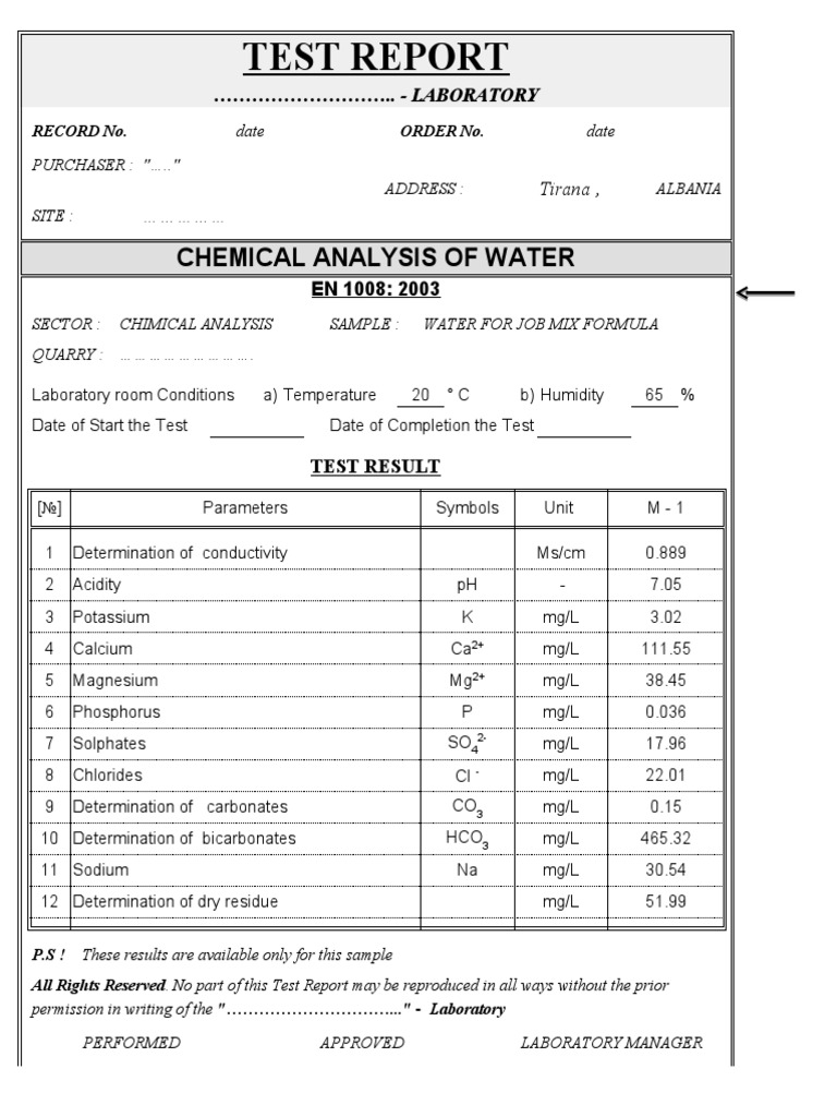 Chemical Analysis of Water | PDF | Bicarbonate | Magnesium
