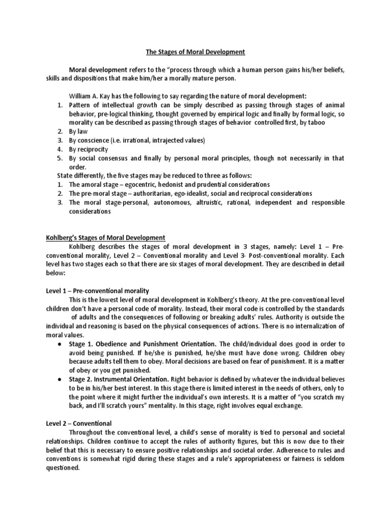 The Stages of Moral Development | PDF | Conscience | Philosophical Theories