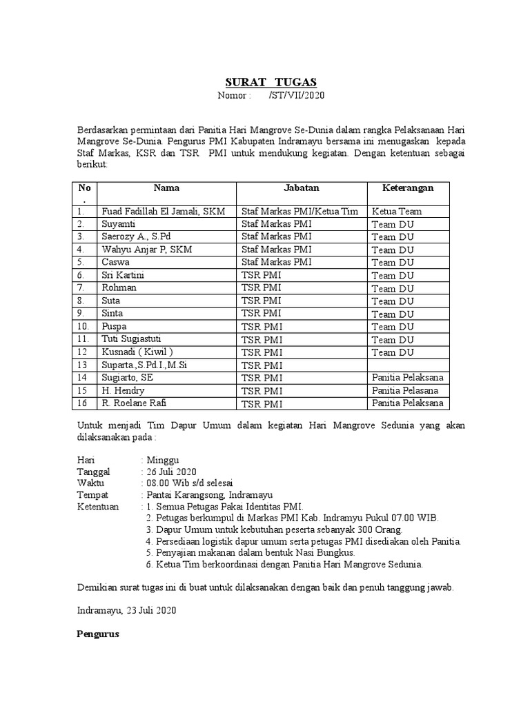 Surat Tugas Pmi | PDF