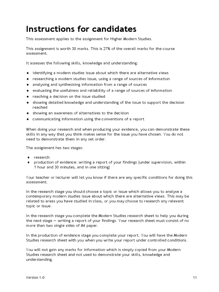 Higher Assignment Candidate Instructions SQA PDF | Download Free PDF ...