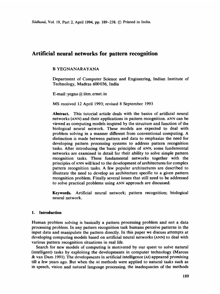 Artificial Neural Networks For Pattern Recognition | PDF | Axon | Neuron