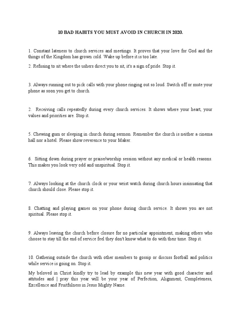 Church Etiquette for Devoted Christians | PDF | Lifestyle