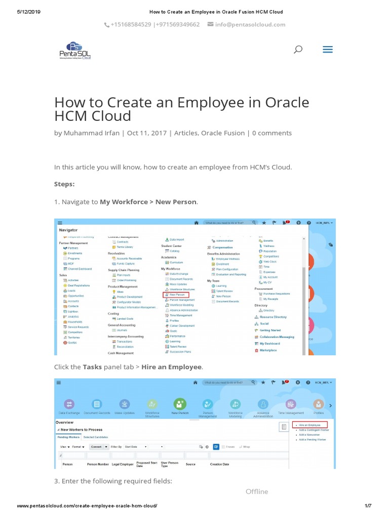 How To Create An Employee in Oracle Fusion R13 | PDF | Oracle ...