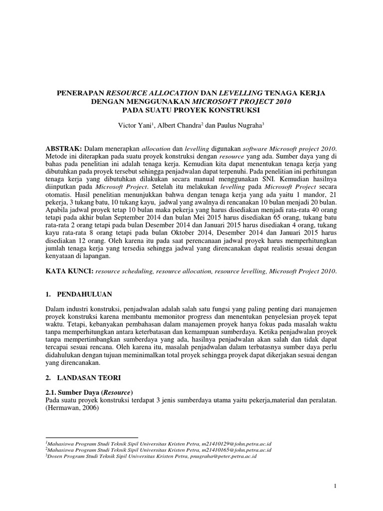 Resource Allocation Proyek Konstruksi MS Project | PDF | Seni