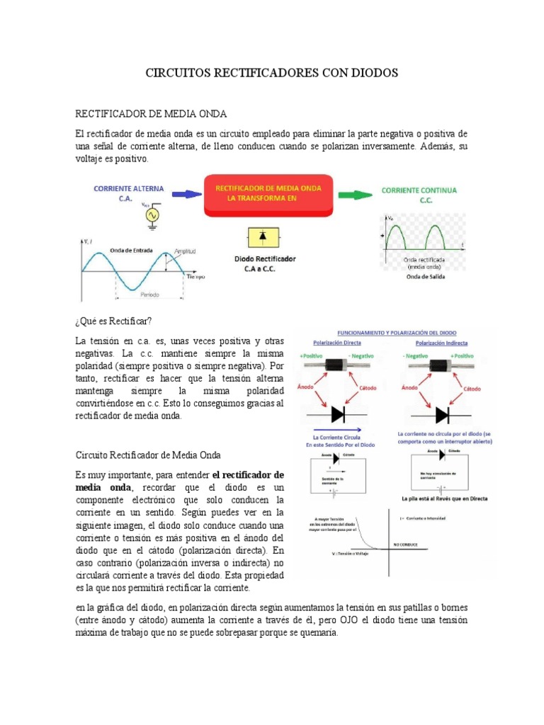 Rectificadores: Media y Onda Completa | PDF | Rectificador | Diodo