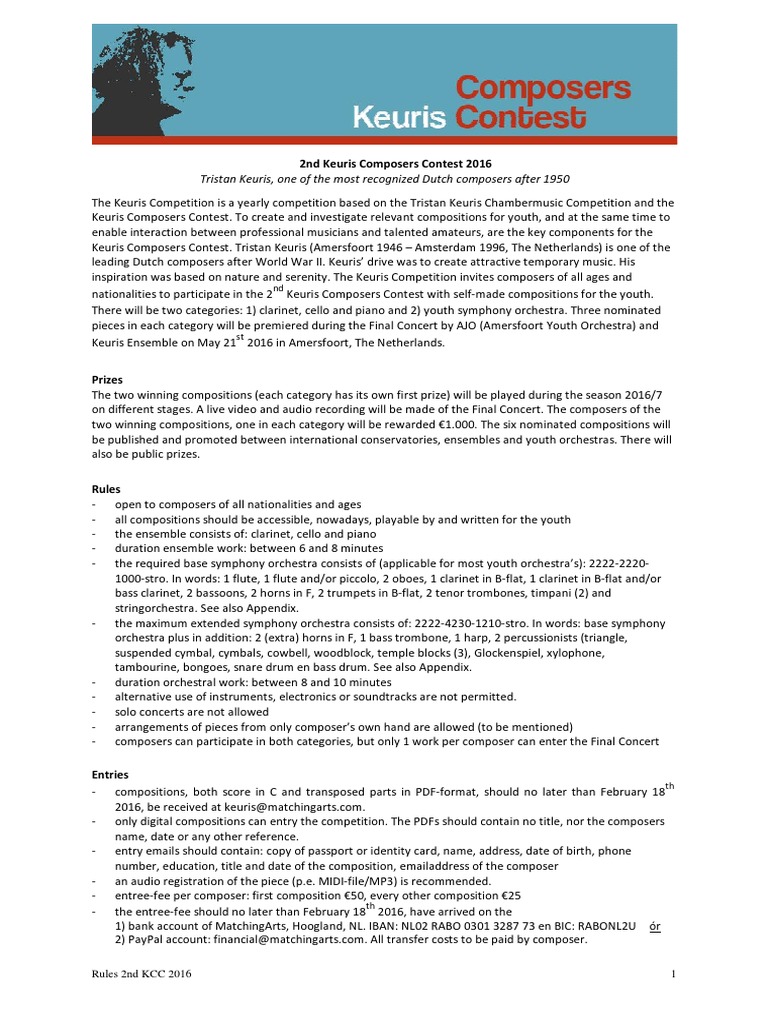 KCC-2 Rules Eng | PDF | Orchestras | Symphony