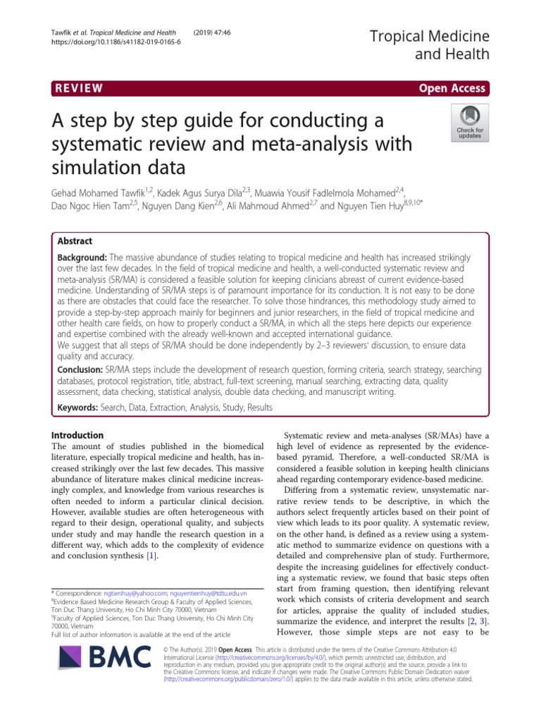 A Step by Step Guide For Conducting A Systematic Review and Meta ...