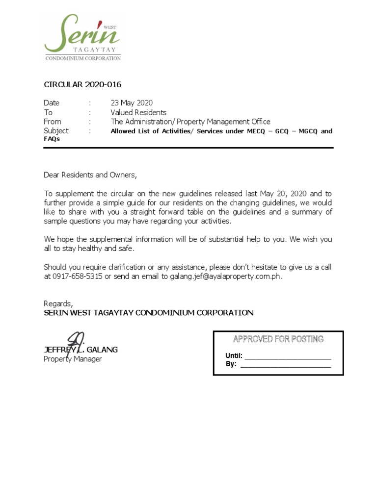 Circular - MECQ-GCQ Table and FAQs | PDF | Law