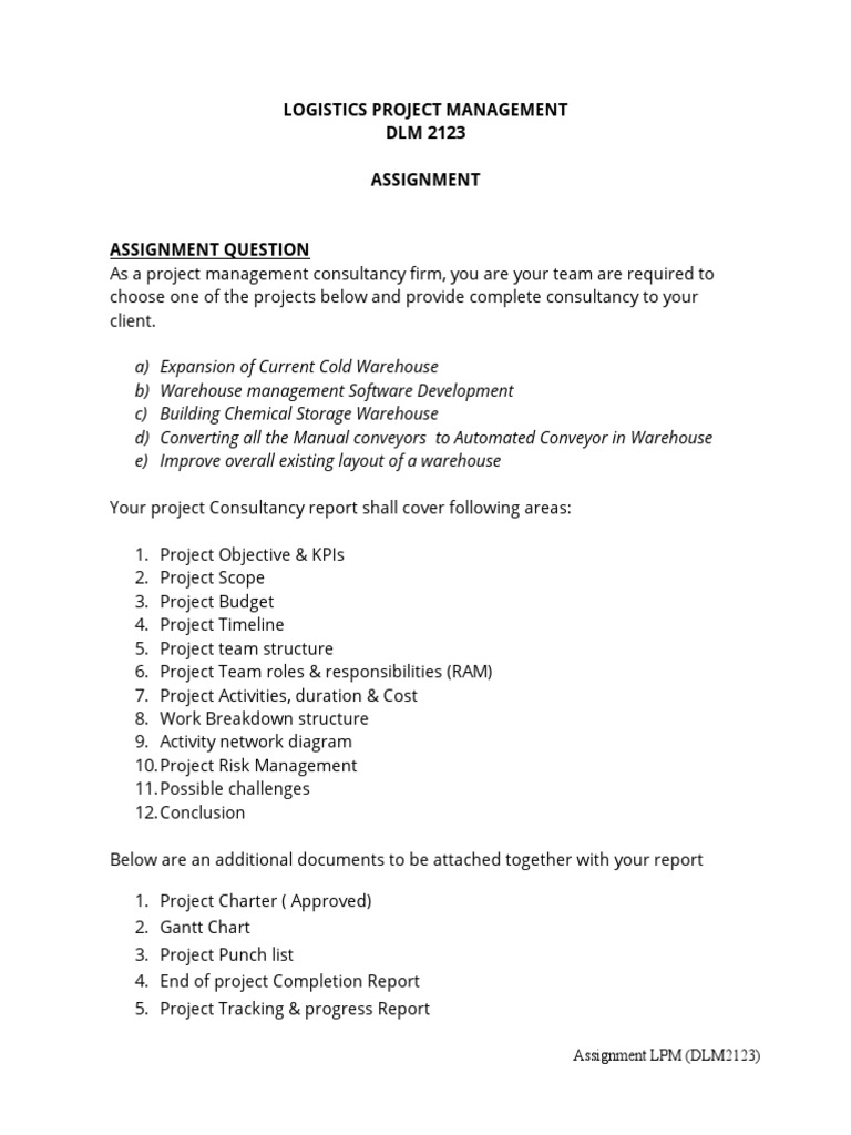 Assignment (Logistics Project Management) | PDF | Project Management ...