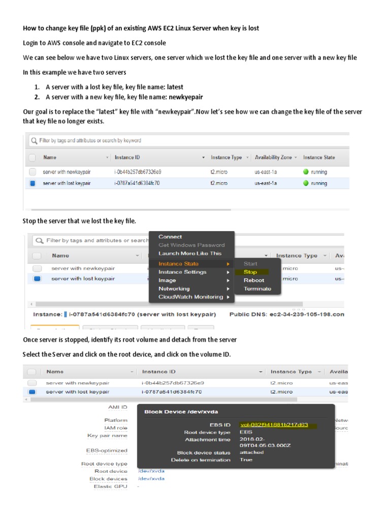 How To Change Key File AWS EC2 Linux | PDF | Secure Shell | Computer File