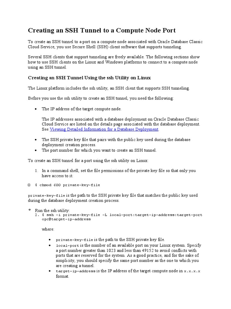 Creating An SSH Tunnel To A Compute Node Port | PDF | Secure Shell | Port (Computer Networking)