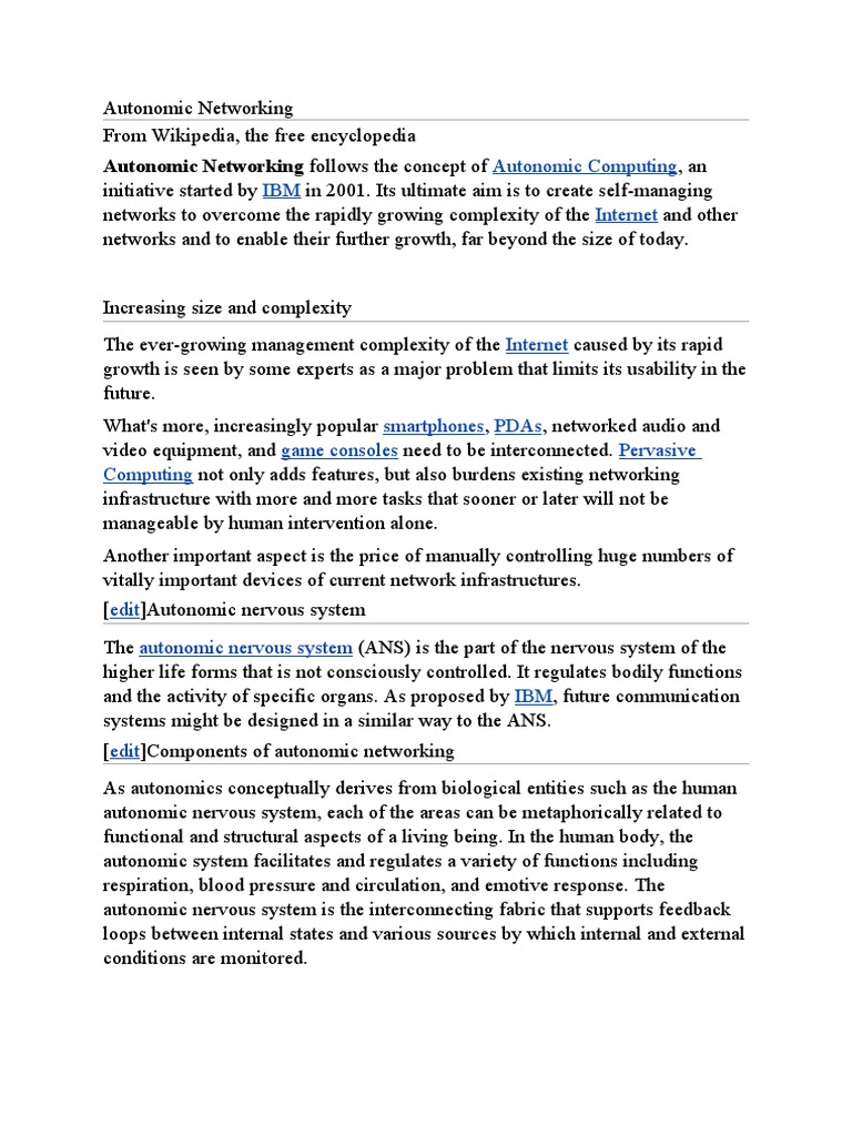 Autonomic Networking Follows The Concept Of Autonomic Computing Ibm