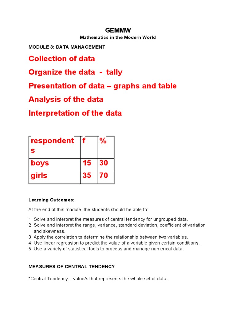 Collection of Data Organize The Data - Tally Presentation of Data ...