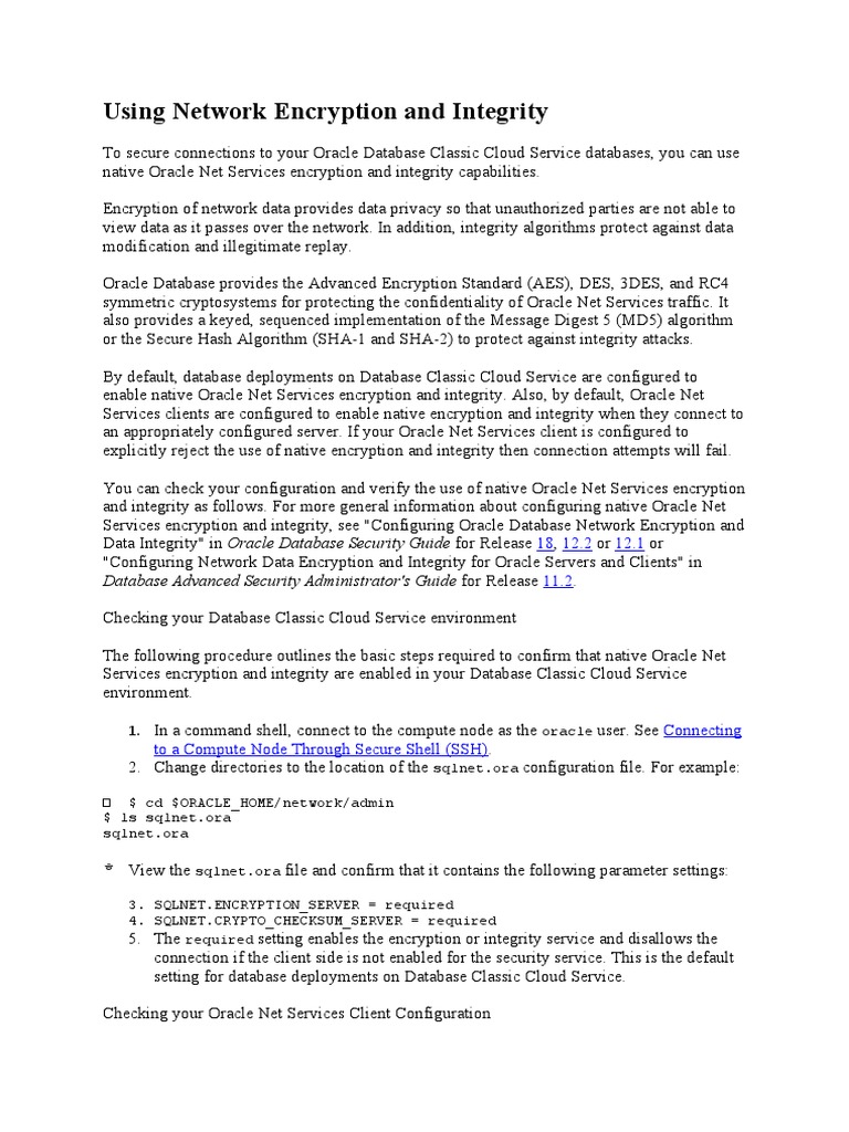 Using Network Encryption and Integrity | PDF | Encryption | Operating ...