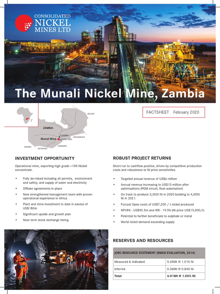 The Munali Nickel Mine, Zambia: Investment Opportunity Robust Project ...