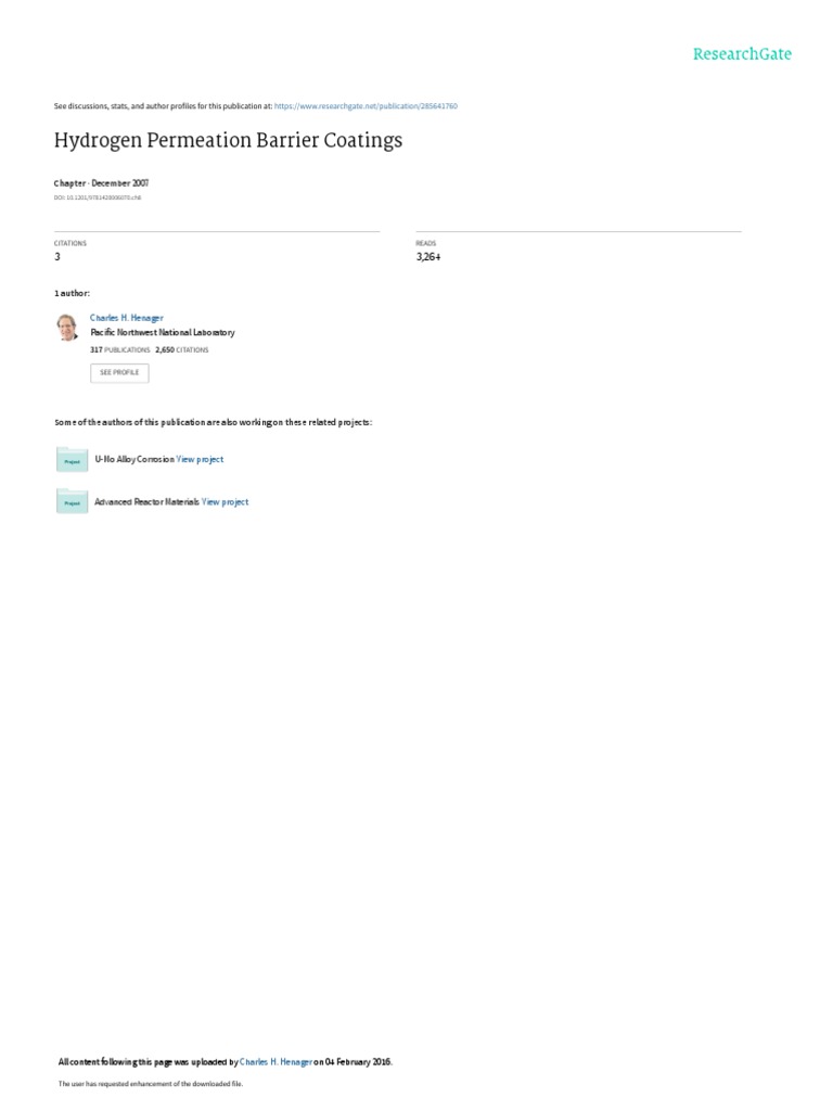 Hydrogen Permeation Barrier Coatings: December 2007 | PDF | Aluminium ...